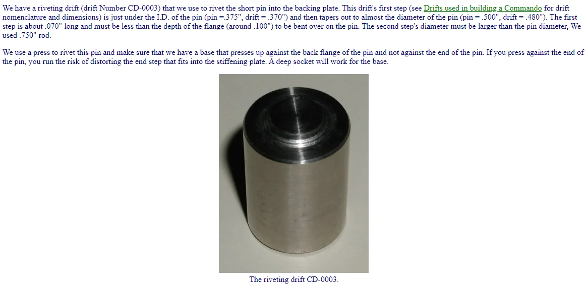 Drum brake reinforcing kit- short stud peening tool | Access Norton